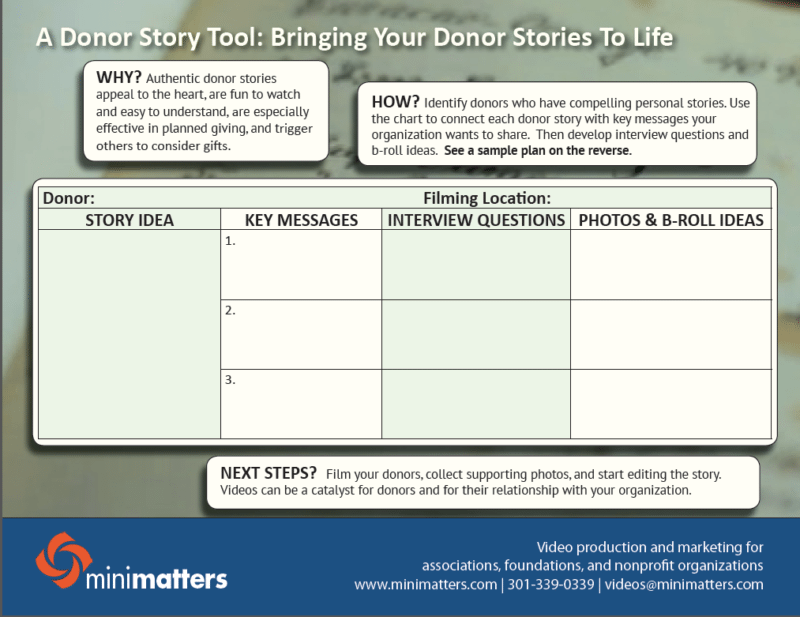 Video Production Planning for Donor Stories-Try a Donor Story Tool ...